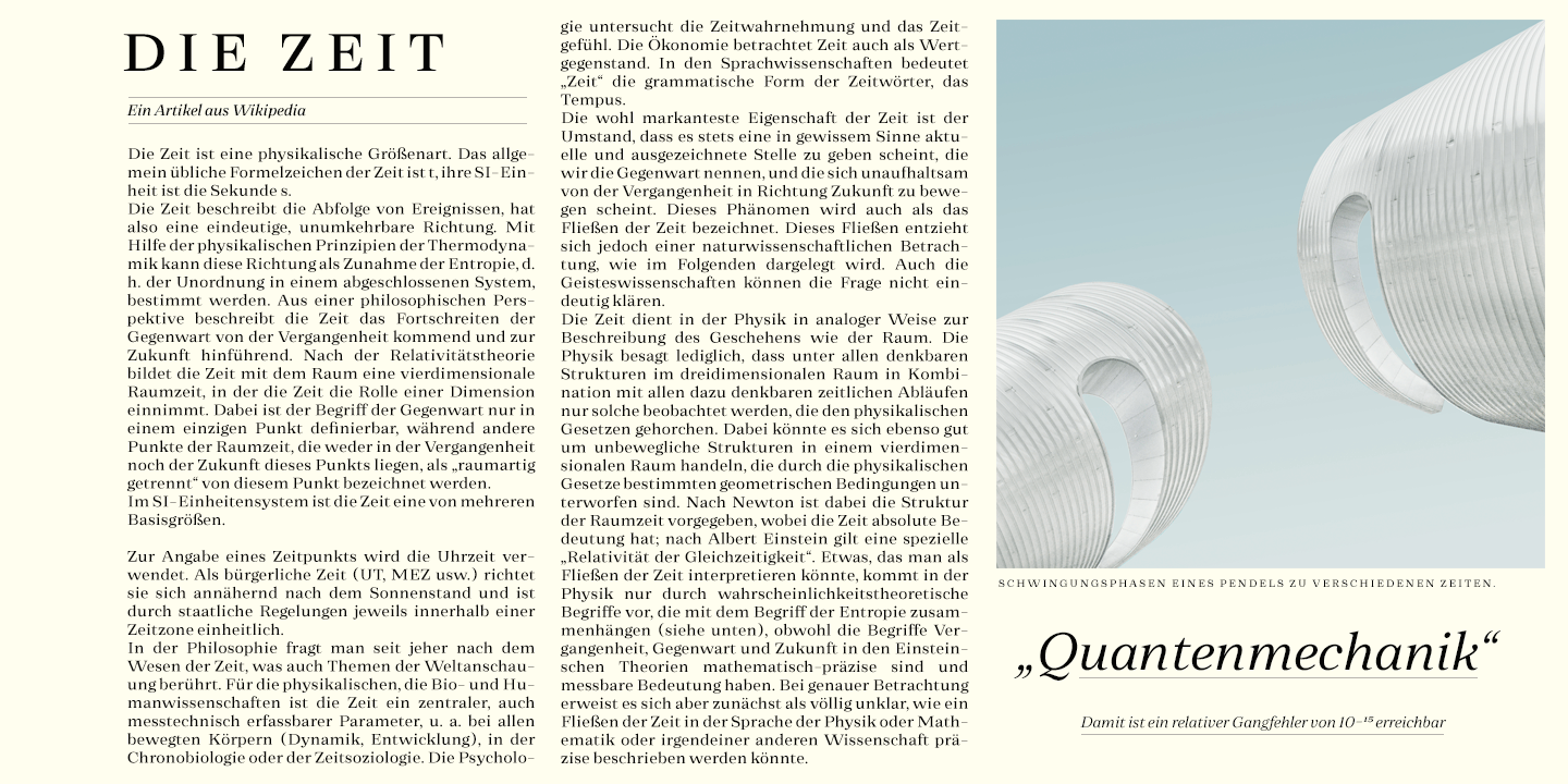 Zeit: download for free and install for your website or Photoshop.